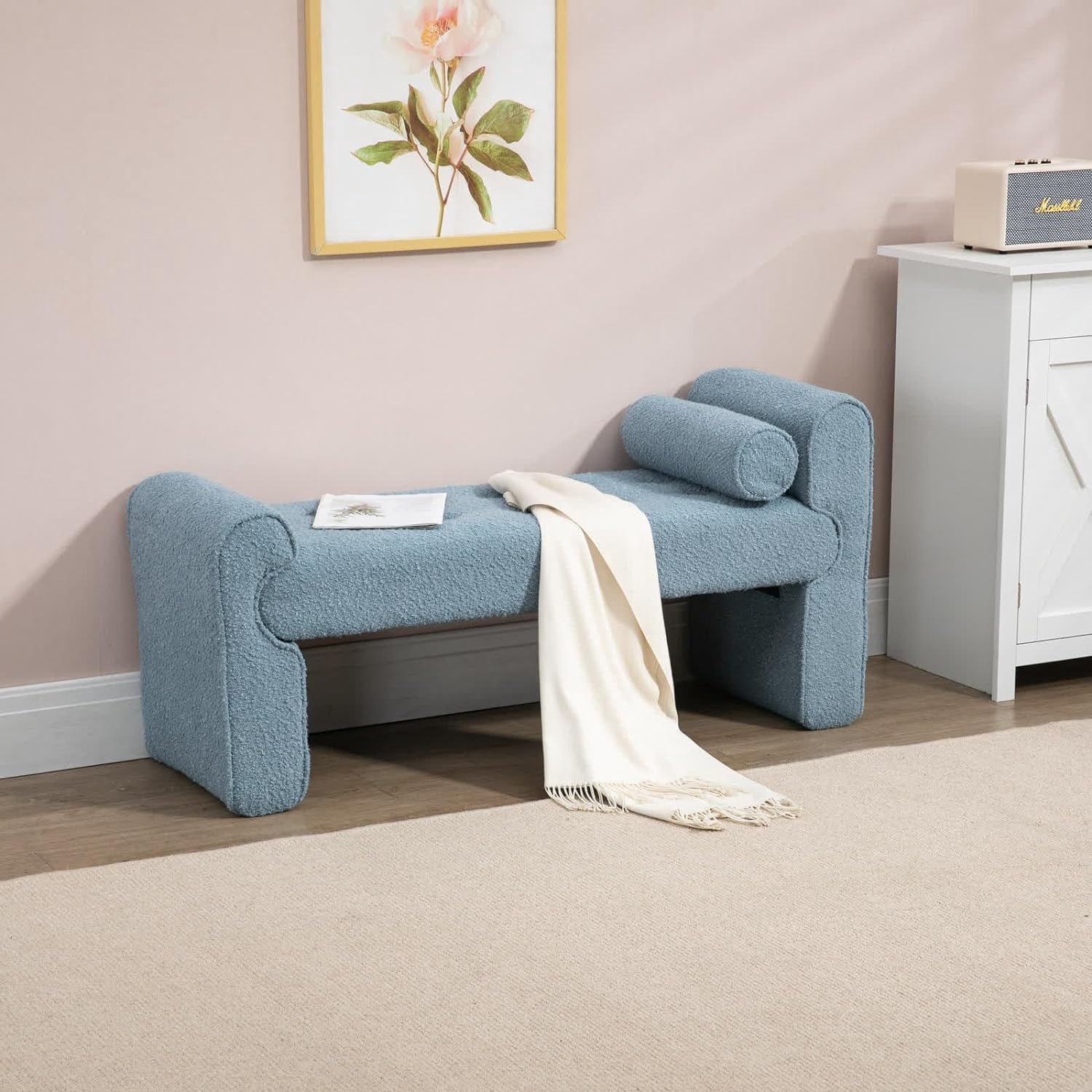 Tabaray Modern Entryway Bench, Upholstered End of Bed Bench, Teddy ...
