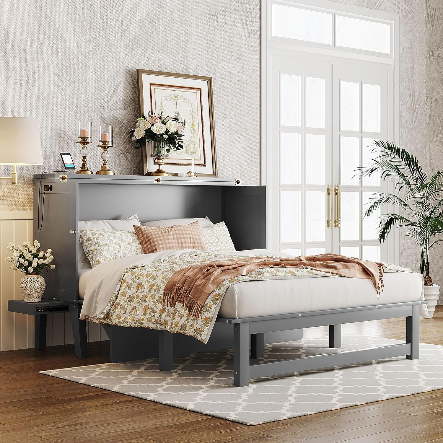 Tabaray Modern Queen Size Murphy Bed With Usb Port And Removable