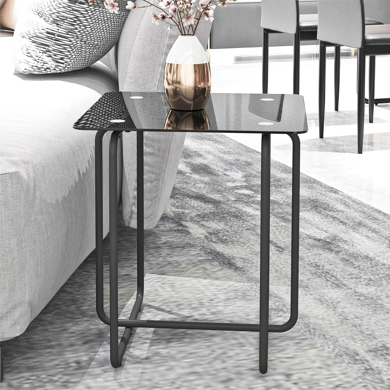 Tabaray Modern Square Tempered Glass end Table/Coffee Table/Side Table ...