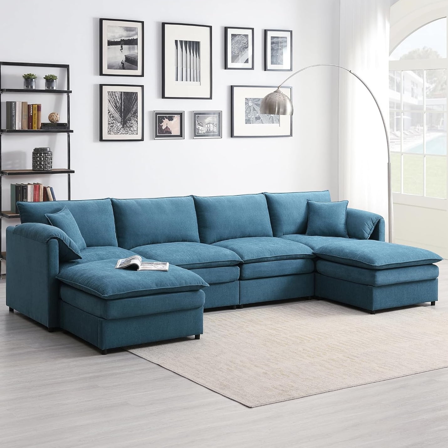 Tabaray Modular Sectional Sofa Couch, 134" U Shaped Cloud Couch Sofa Set with Double Cushions, 6 ...