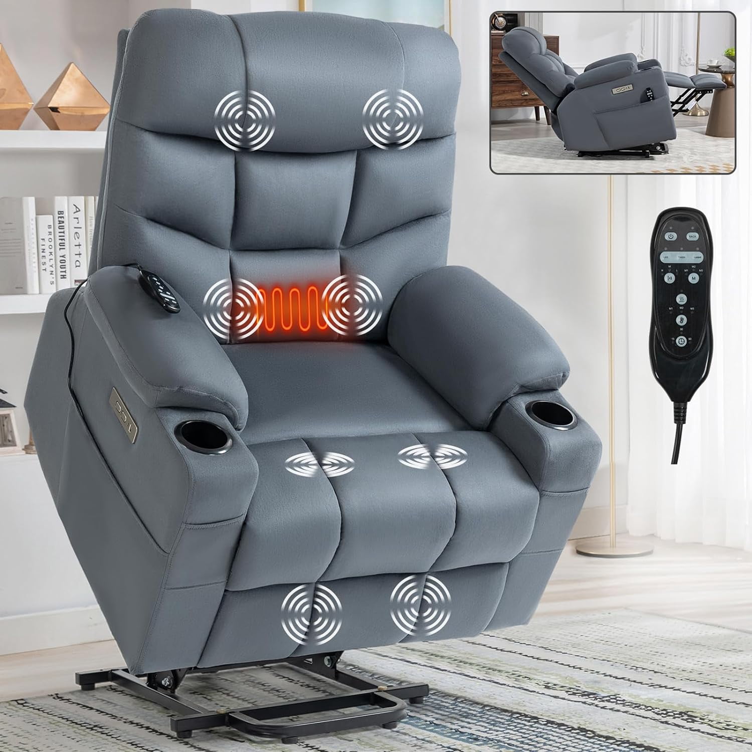 Tabaray Motor Lift Recliner Chair with Heat Variation Massage for ...