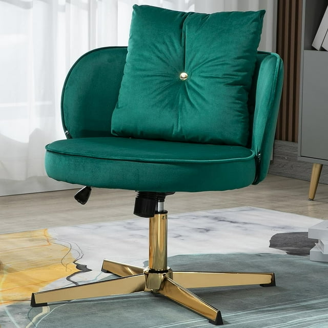 Tabaray Office Chair no Arms,Green Desk Chair,with Pillow and Gold ...