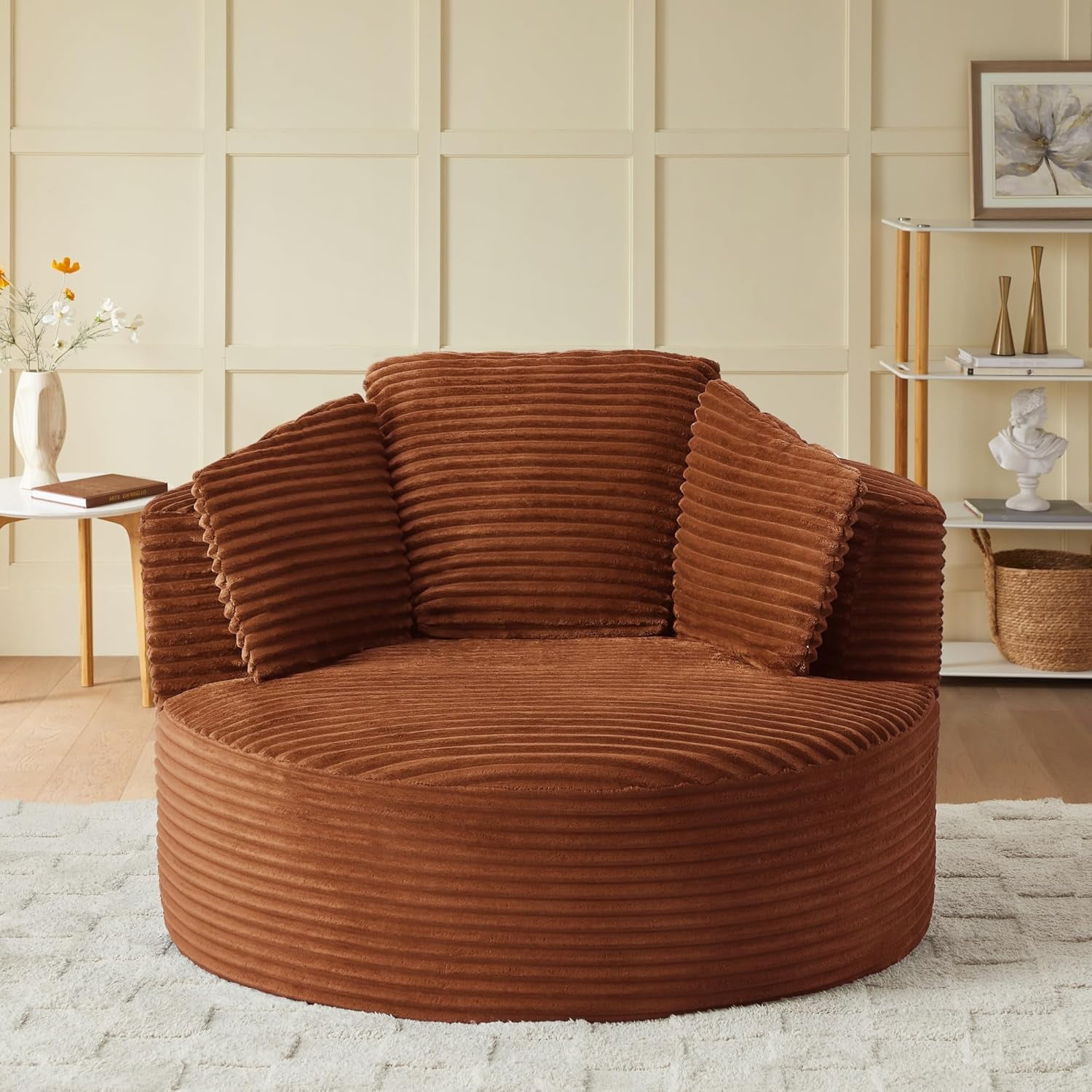 Tabaray Oversized Barrel Chair, Modern Comfort Leisure Single Sofa with ...