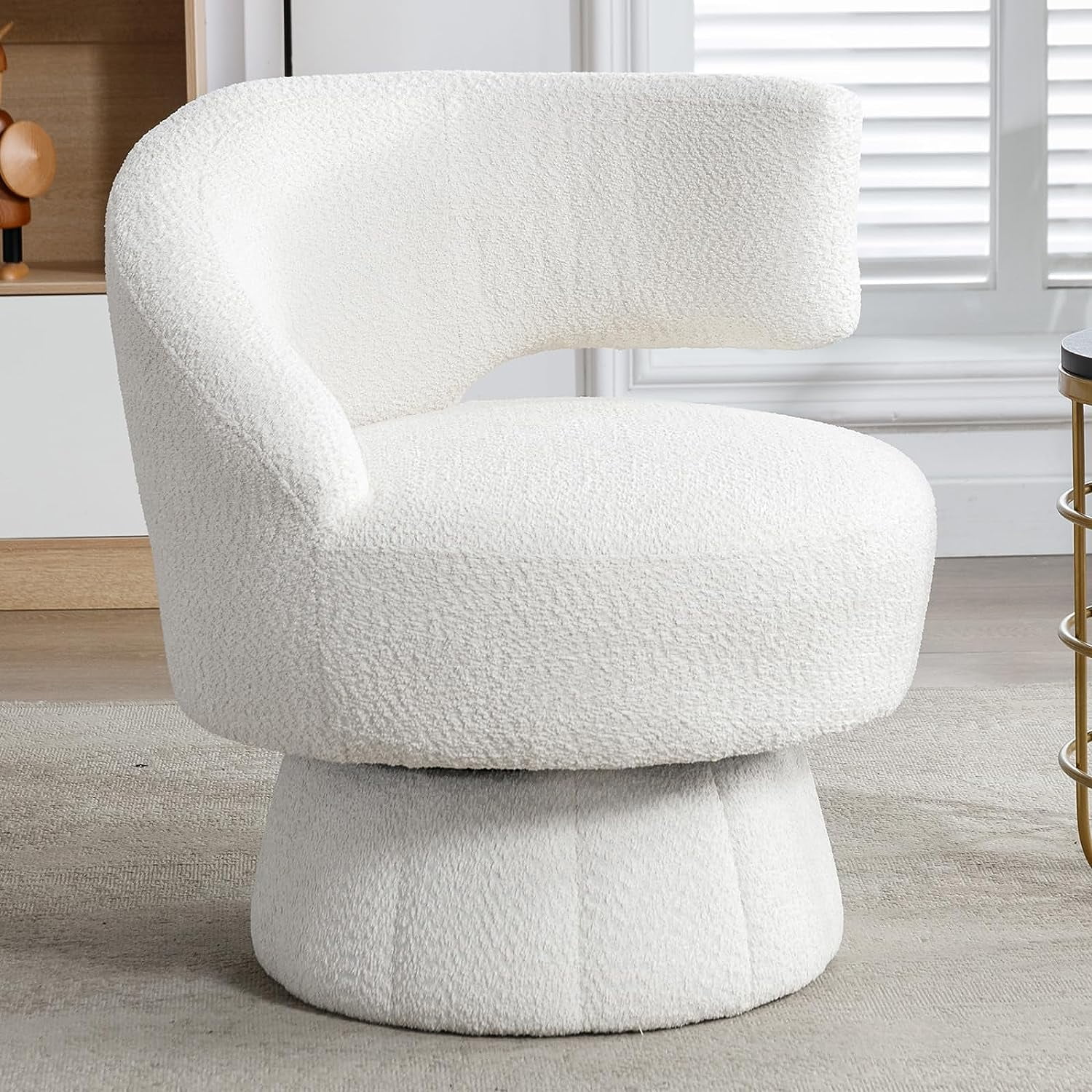 Tabaray Round Swivel Chair,Modern Accent Chair,Comfy Barrel Chair,Fuzzy ...