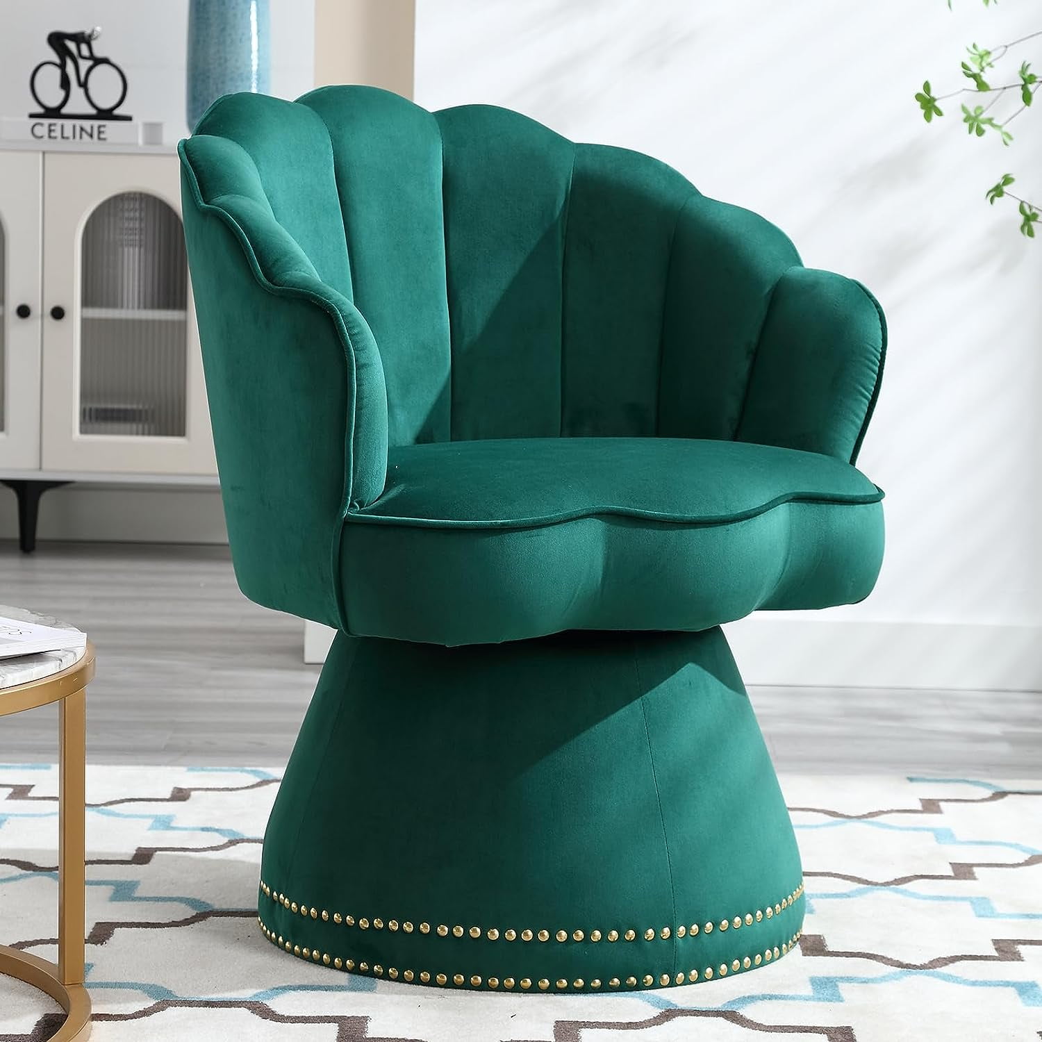 Tabaray Round Swivel Chair, Modern Velvet Accent Chair, Comfy Single ...