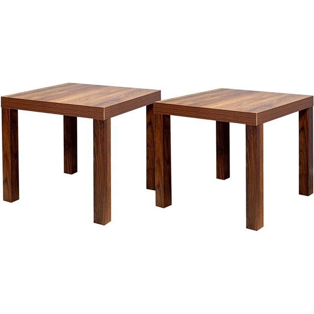Tabaray Modern Square Side Tables Set of 2, Compact 20" Walnut Color ...