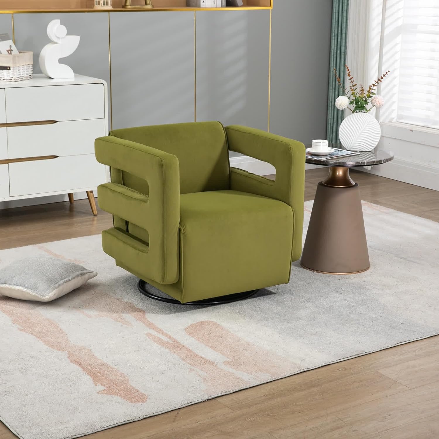Tabaray Swivel Accent Chair, 360 Degree Modern Velvet Swivel Chair ...