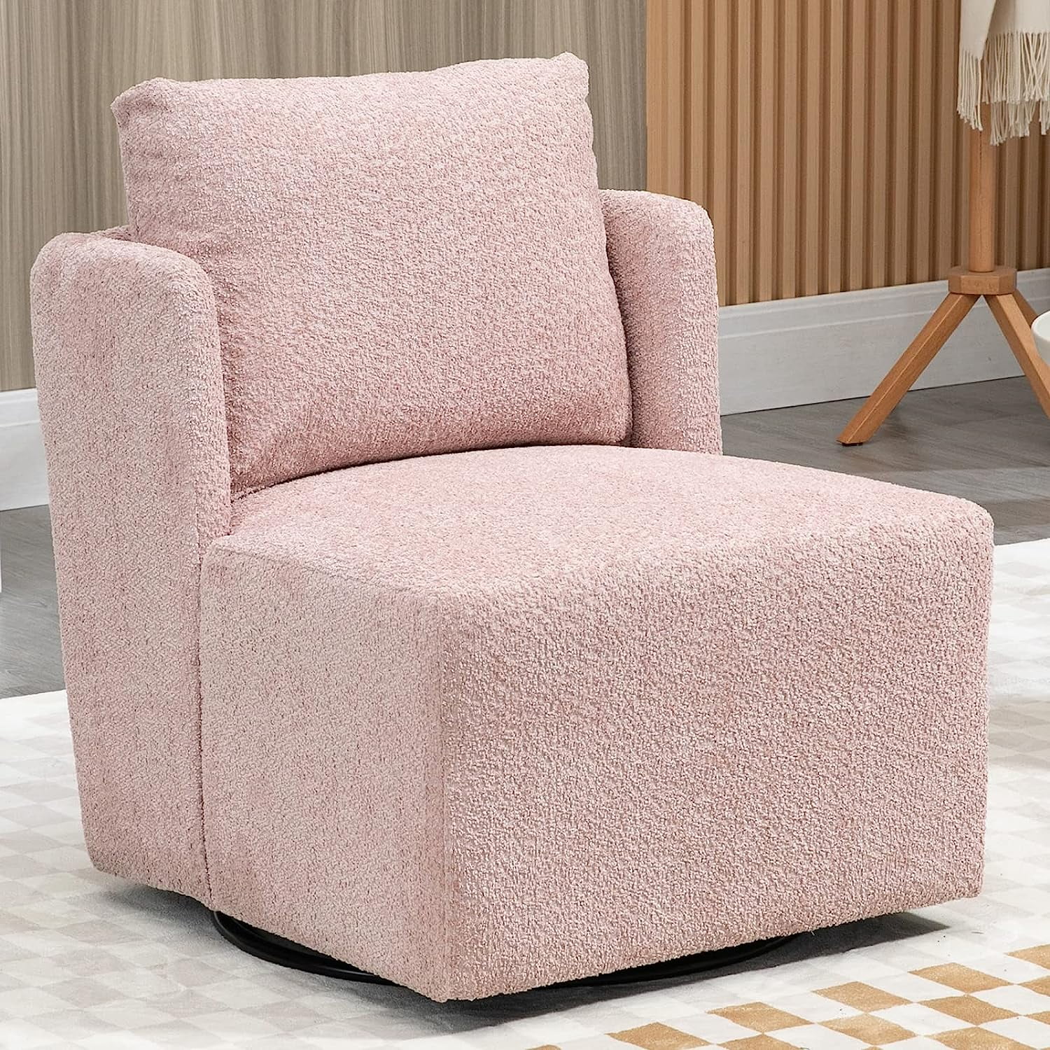 Tabaray Swivel Accent Chair,Single Sofa Chair with Cushion Back,Metal ...