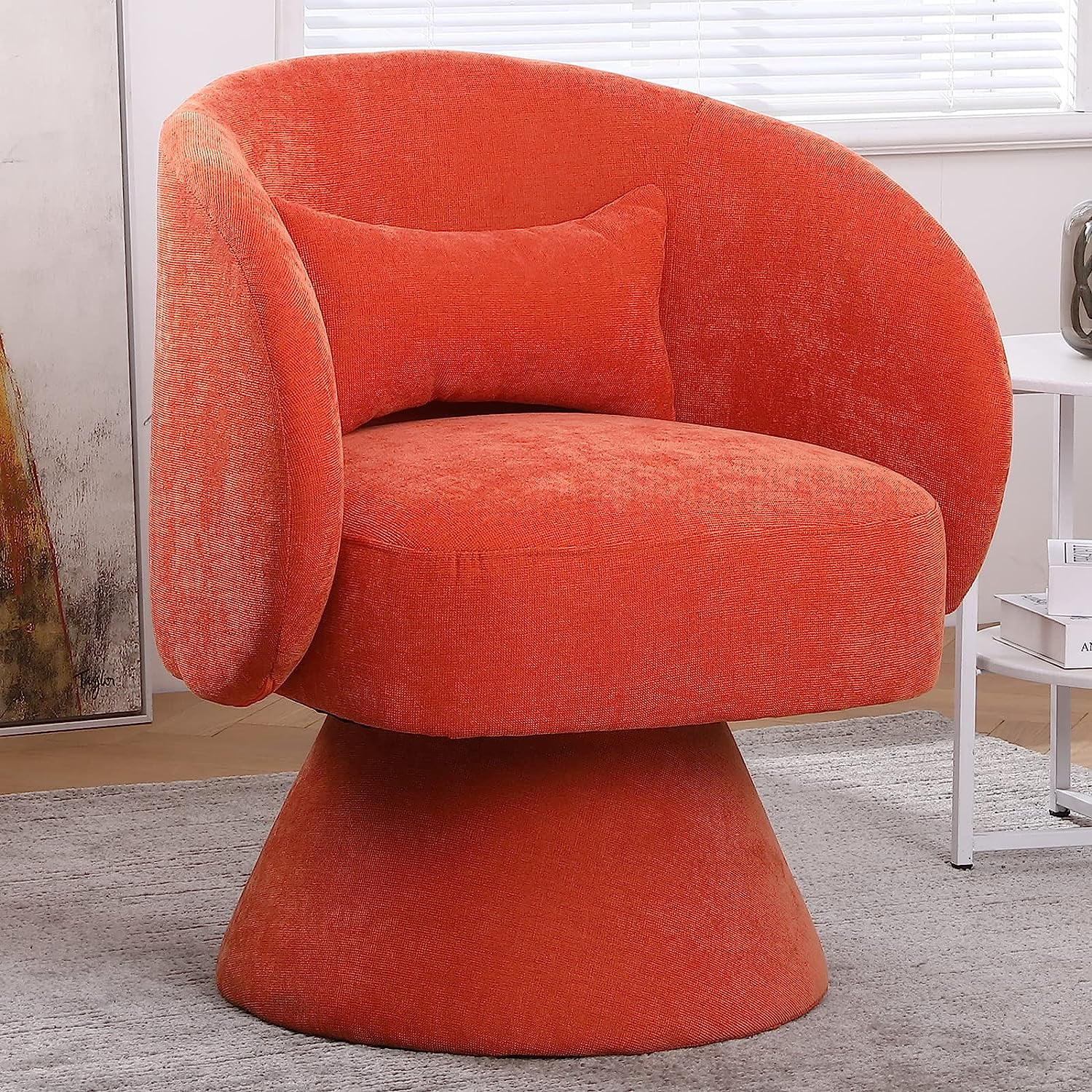 Tabaray Swivel Barrel Chair,Comfy Accent Chair with Arms,Pillow ...