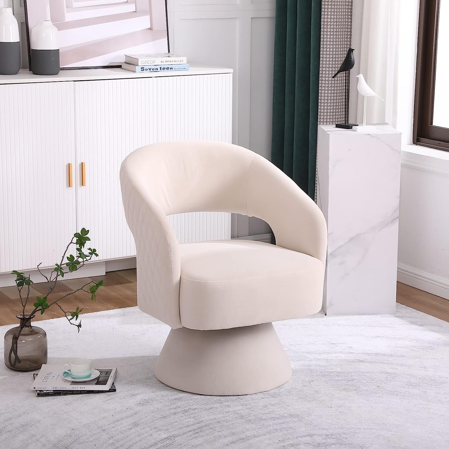 Tabaray Swivel Barrel Chair,Modern Accent Chair with Arms,Velvet Round ...