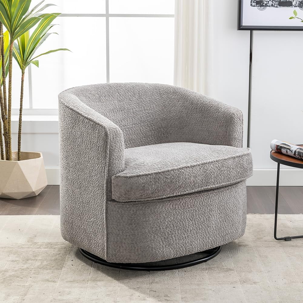 Tabaray Swivel Barrel Chair, Modern Round Accent Chair for Living Room ...