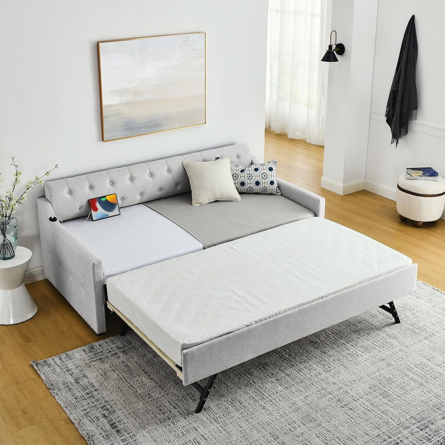 Futon with pop up trundle store