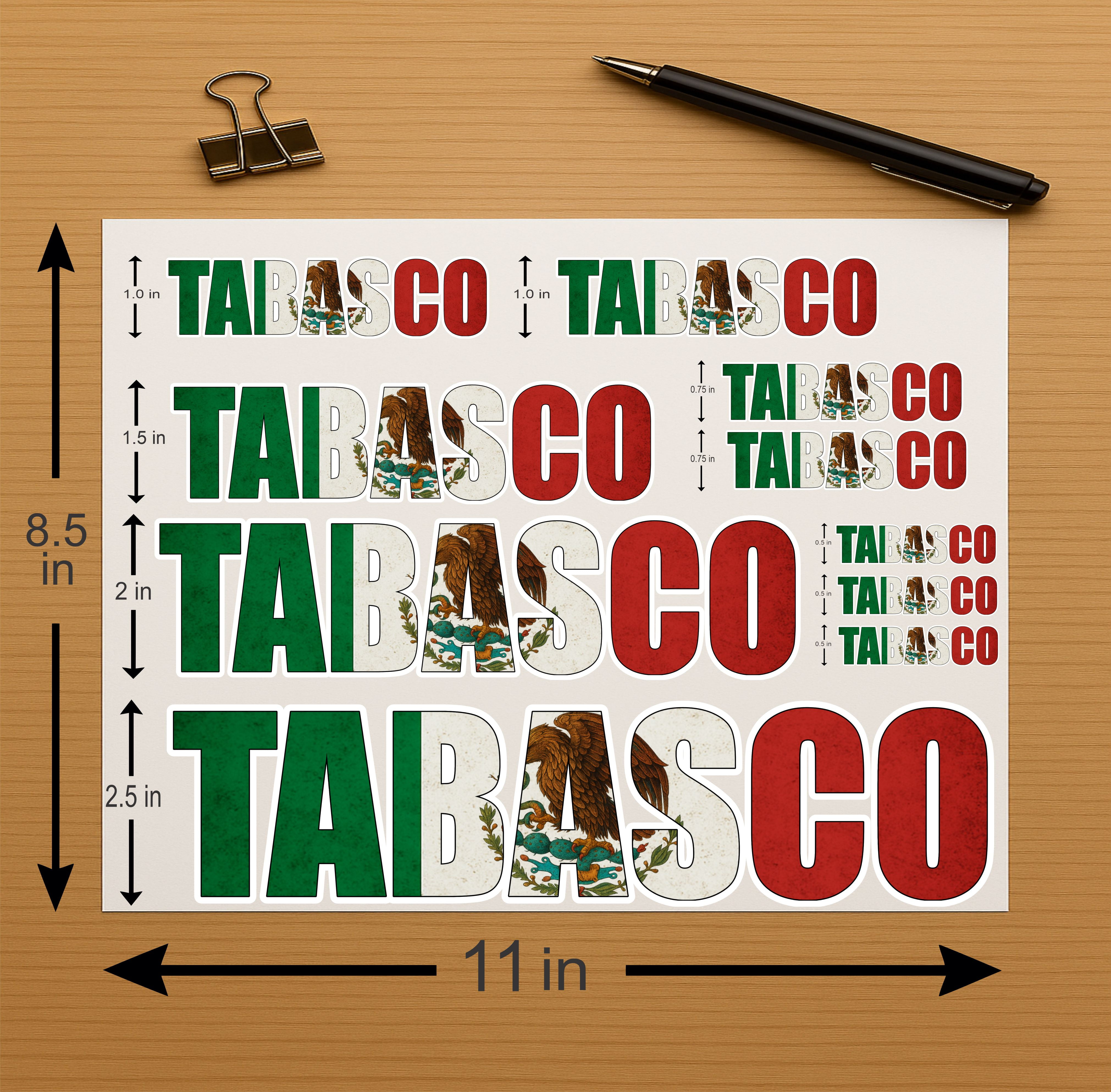 Tabasco Mexico Flag Letters Vinyl Sticker Decal Set – Full Color ...