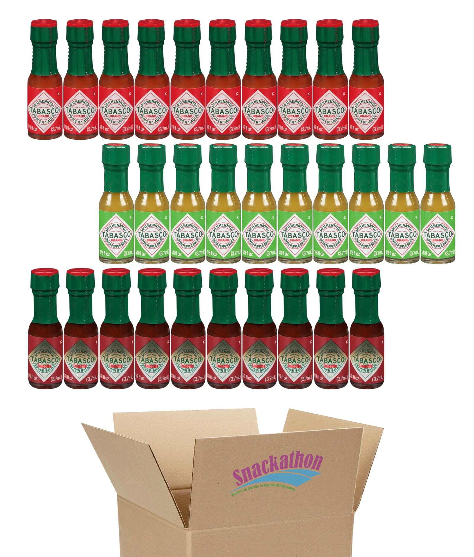 Snackathon Tabasco Miniature Hot Sauce Bottles, 3 Flavors, 1/8 Ounce ...