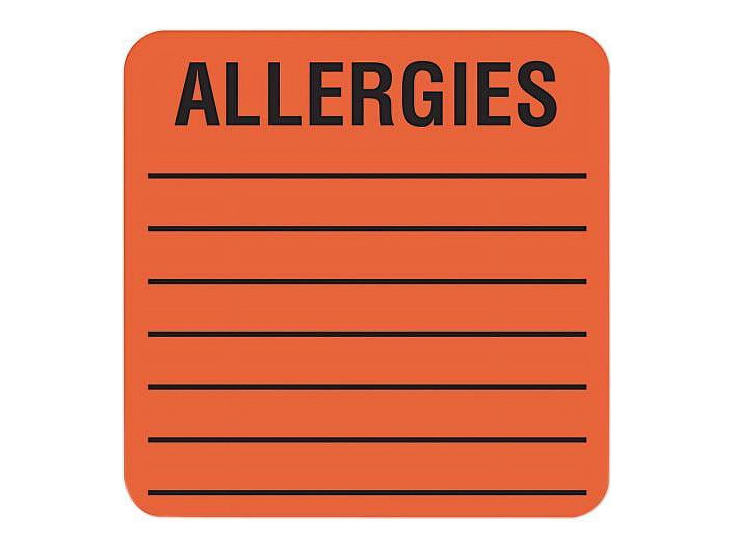 Tabbies 40560 Medical Labels for Allergies, 2 x 2, Orange, 500/Roll ...