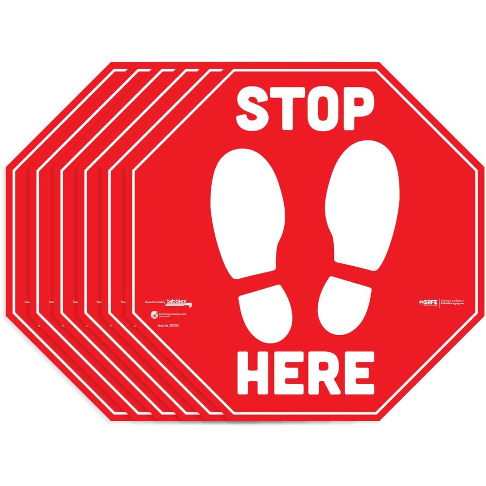 Tabbies BeSafe STOP HERE Messaging Carpet Decals - 6 / Pack - STOP HERE ...