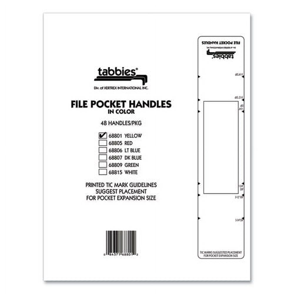 Tabbies File Pocket Handles, 9.63 X 2, Yellow/white, 4/sheet, 12 Sheets ...