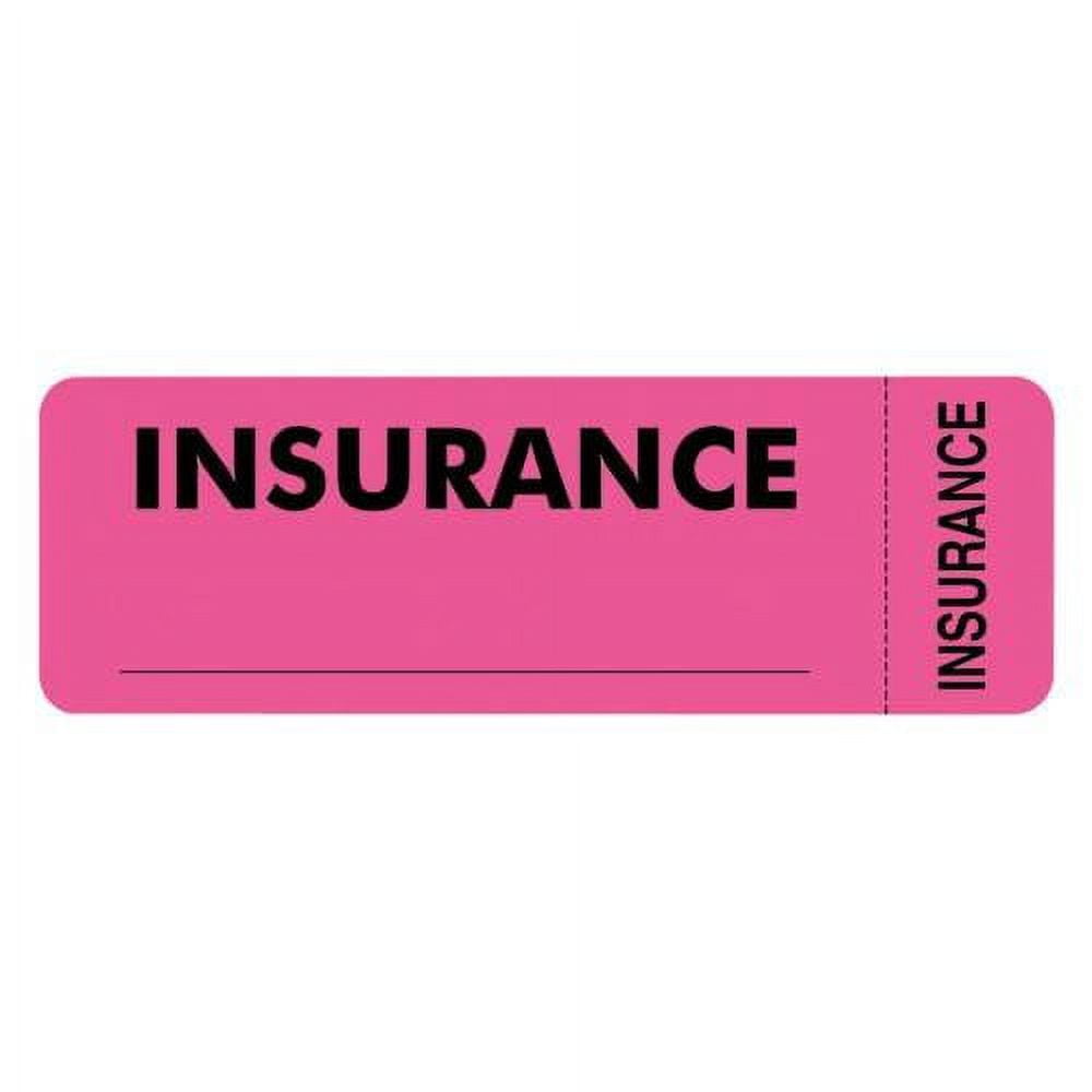 Tabbies INSURANCE Labels 3" x 1" Length - Pink - 250 / Roll - 250 ...