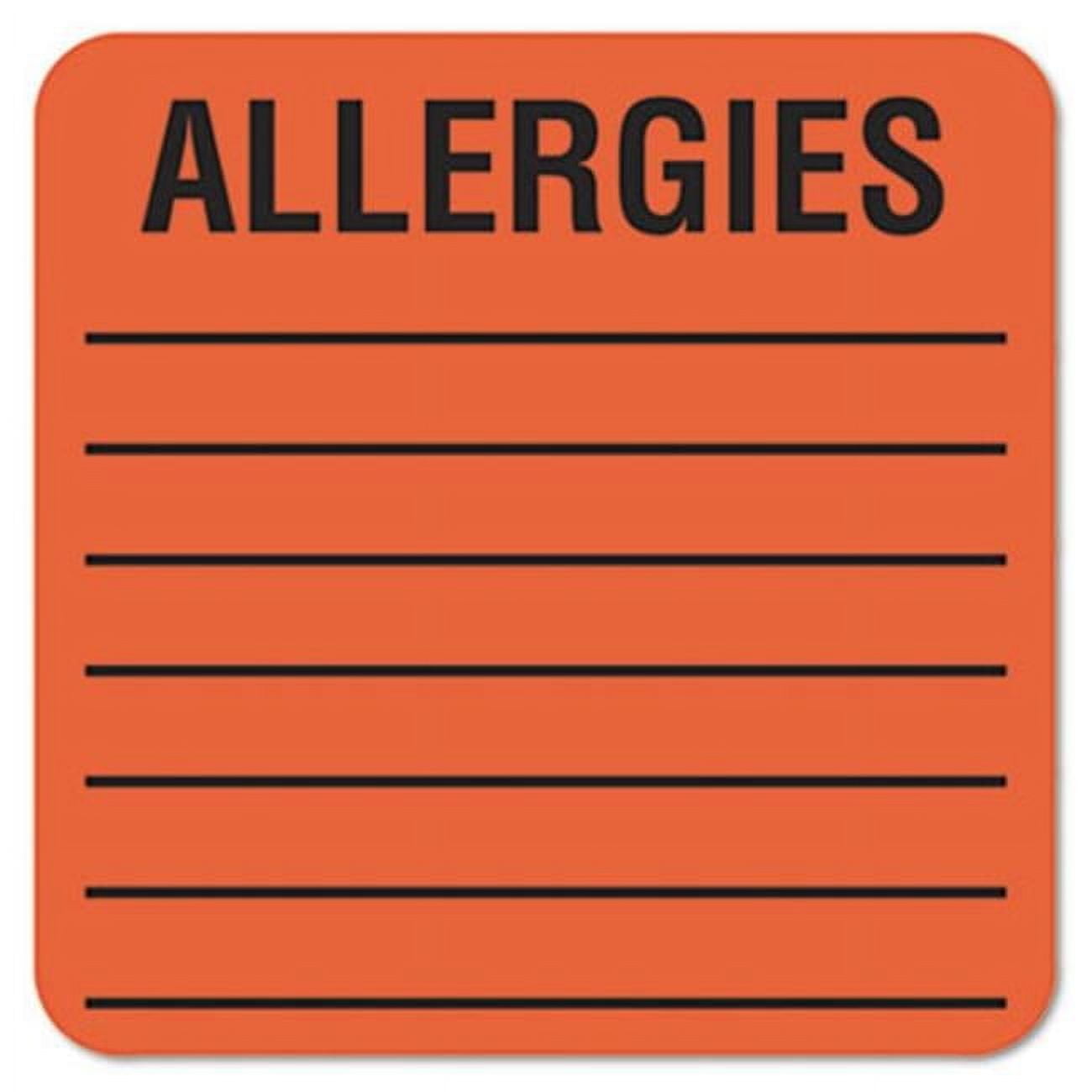 Tabbies Medical Labels for Allergies - Fluorescent Red - 2-1/2 x 2-1/2 ...