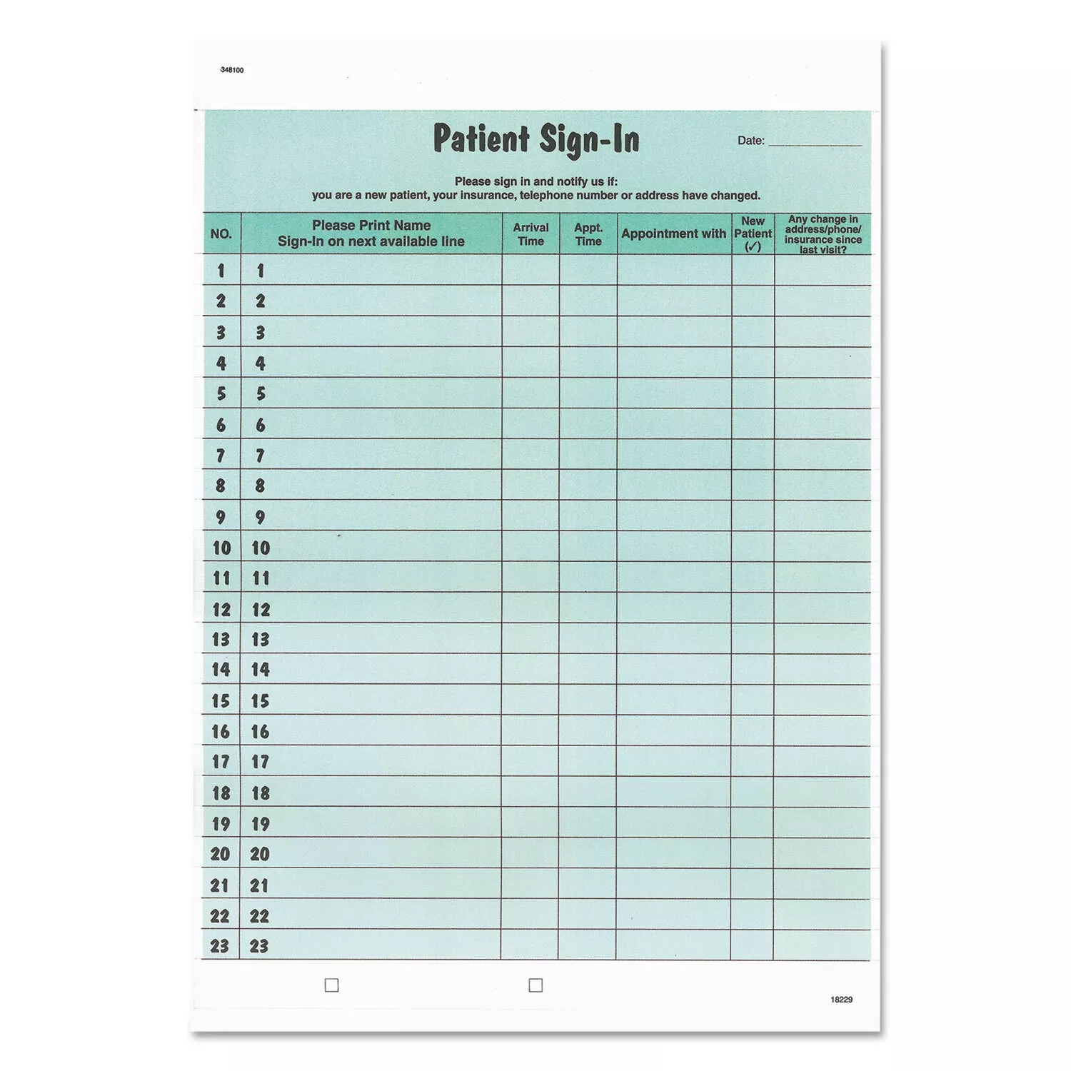 Tabbies Patient Sign-In Label Forms 8 1/2 x 11 5/8 125 Sheets/Pack ...