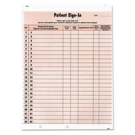 Tabbies Patient Sign-In Label Forms, Two-Part Carbon, 8.5 x 11.63 ...