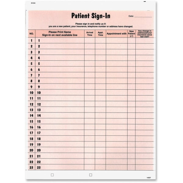 Tabbies Patient Sign-In Label Forms, 125 Sheets, 8.50" x 11" Size ...