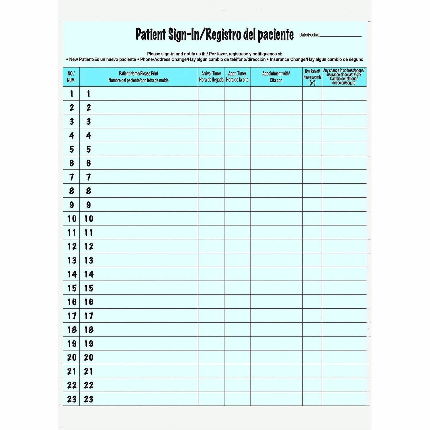 Tabbies TAB14541, Numbered Patient Sign-in Label Forms, 125 Sheets ...