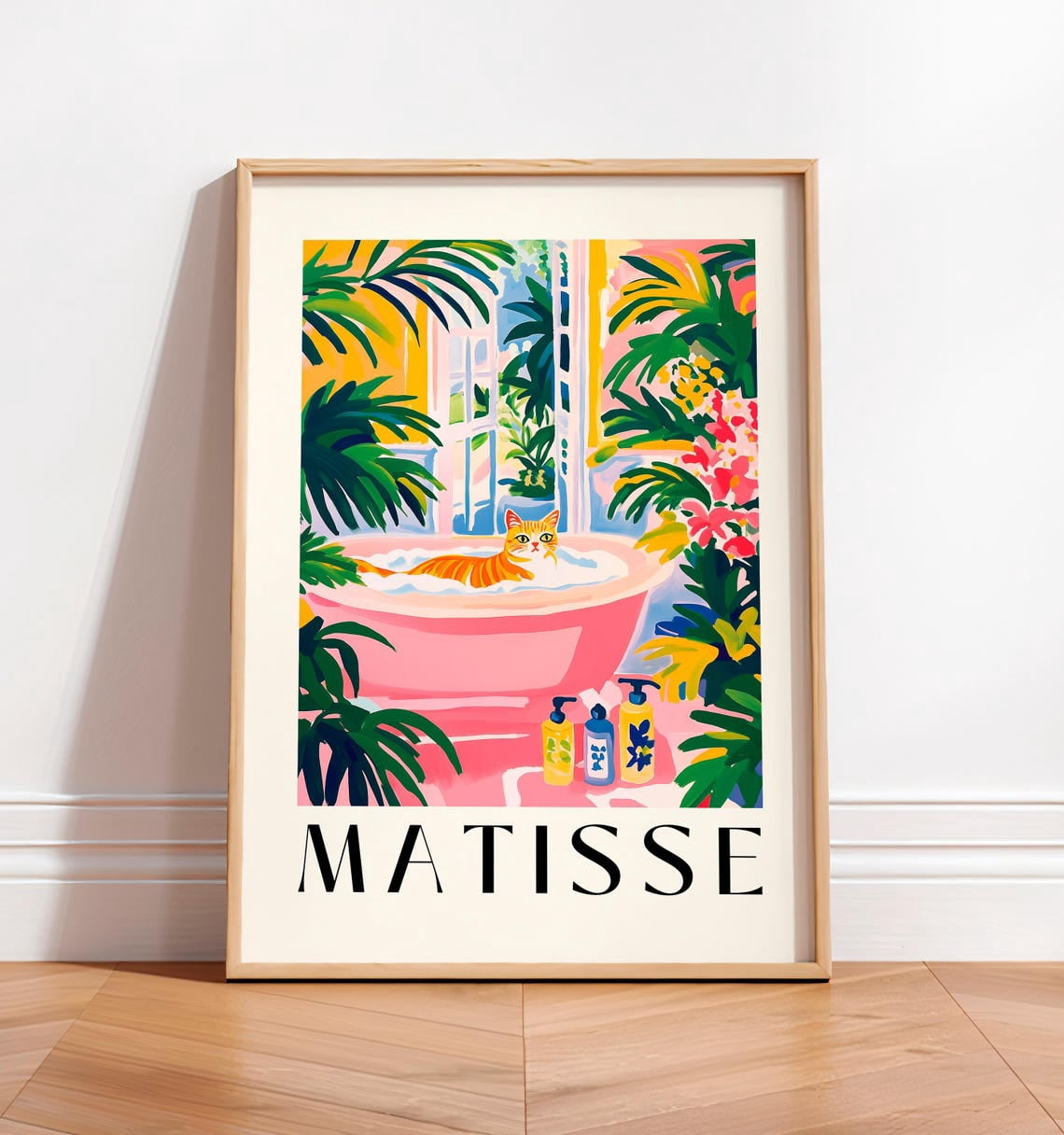 Tabby Cat In A Bathtub, Funny Bathroom Wall Art, Matisse Print, Mid ...