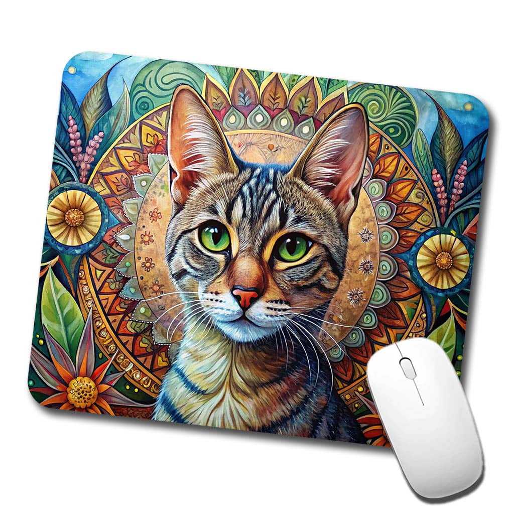 Tabby Cat Bohemian Art Mouse Pad Low Profile Gaming Mat - Walmart.com