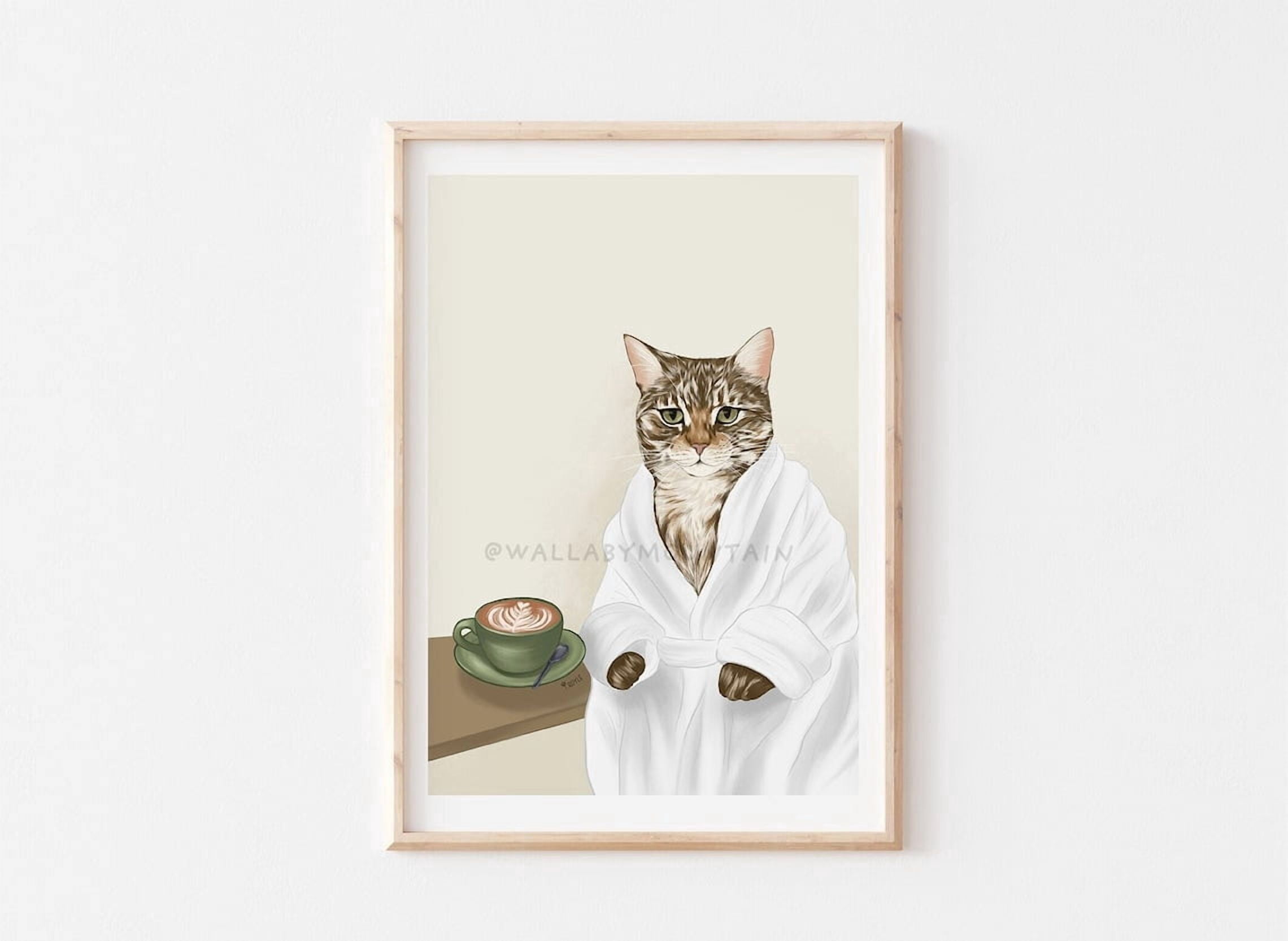 Tabby Cat Coffee Wall Art Print, Kitchen Decor - Walmart.com