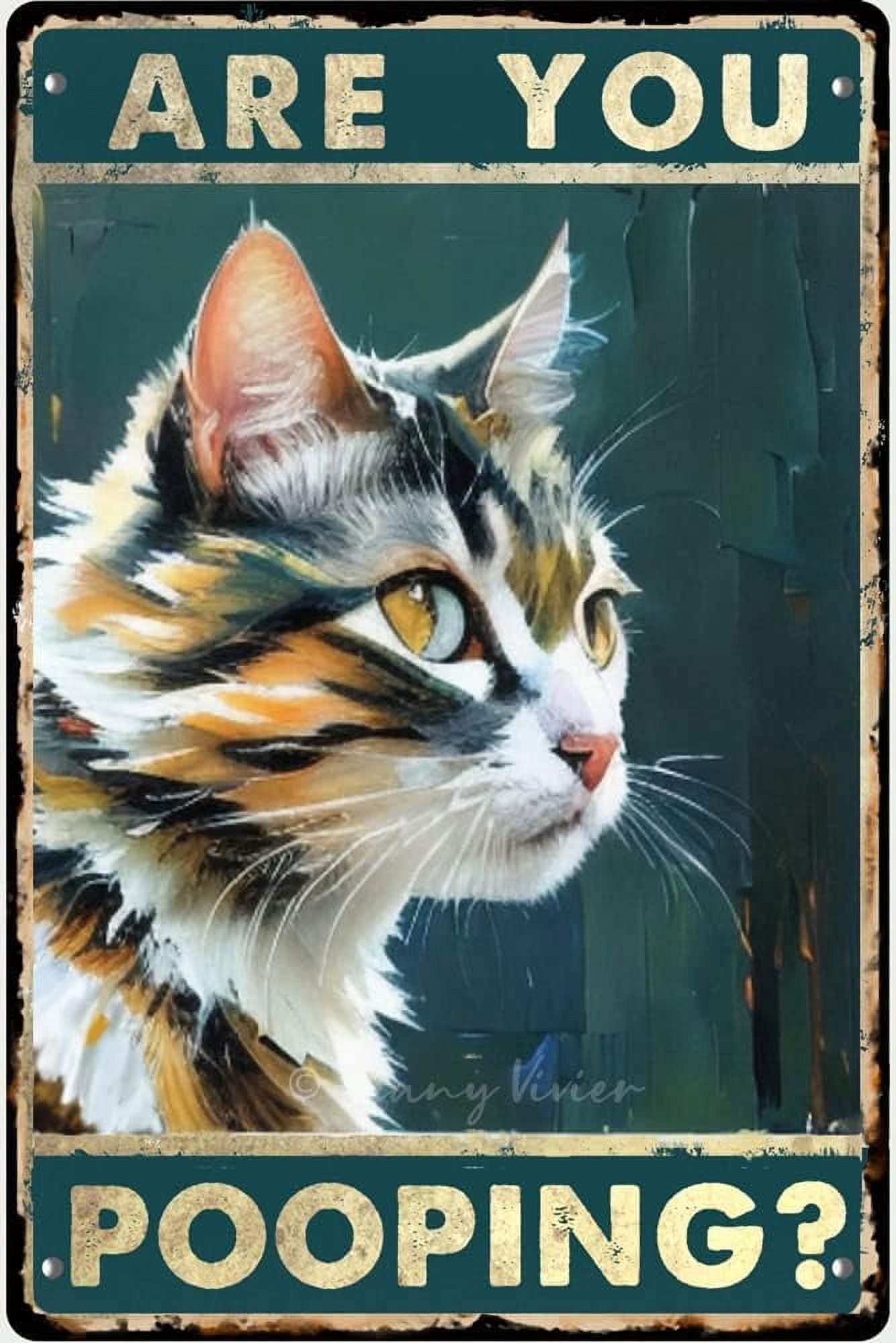 Tabby Cat Decor - are You Pooping Cat Vintage Metal Signs, Funny Cat ...