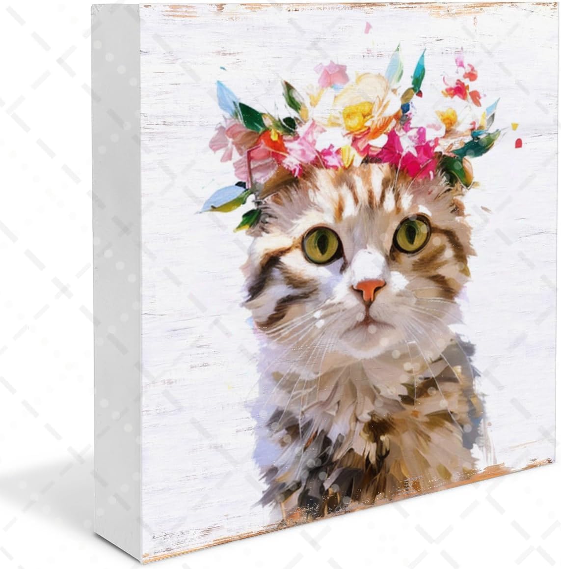 Tabby Cat Decorative Wooden Box Sign Farmhouse Funny Bathroom Signs ...