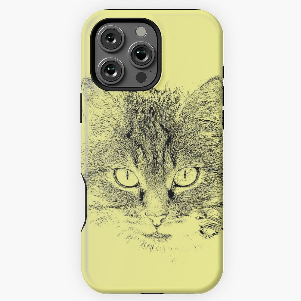 Tabby Cat Drawing Hand Sketch Style Art iPhone Case 11 12 13 14 15 16 ...