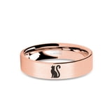 Tabby Cat Feline Rose Gold Laser Engraved Tungsten Ring, Brushed, 6mm ...