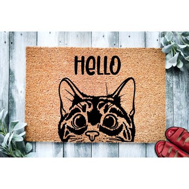 SXU Welcome Mat, Cute Black Cat Doormat, Coir Front, Anti-Slip PVC ...