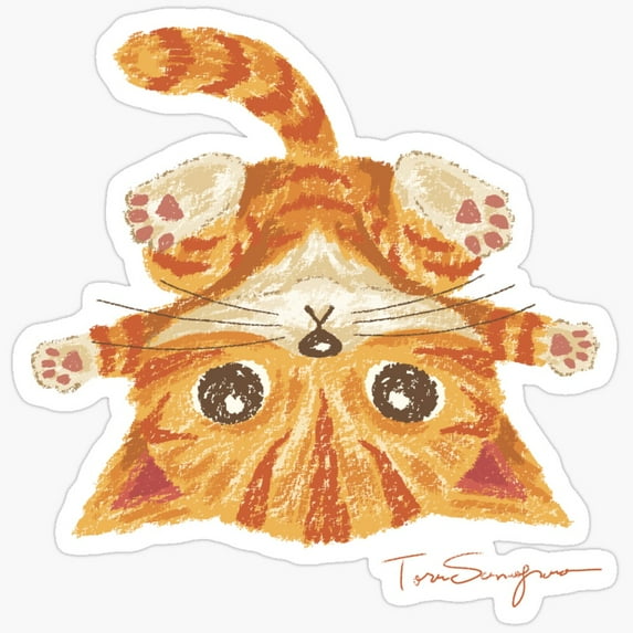Tabby Upside-Down Sticker Phone Decal Water Bottle Stickers Car Decals ...