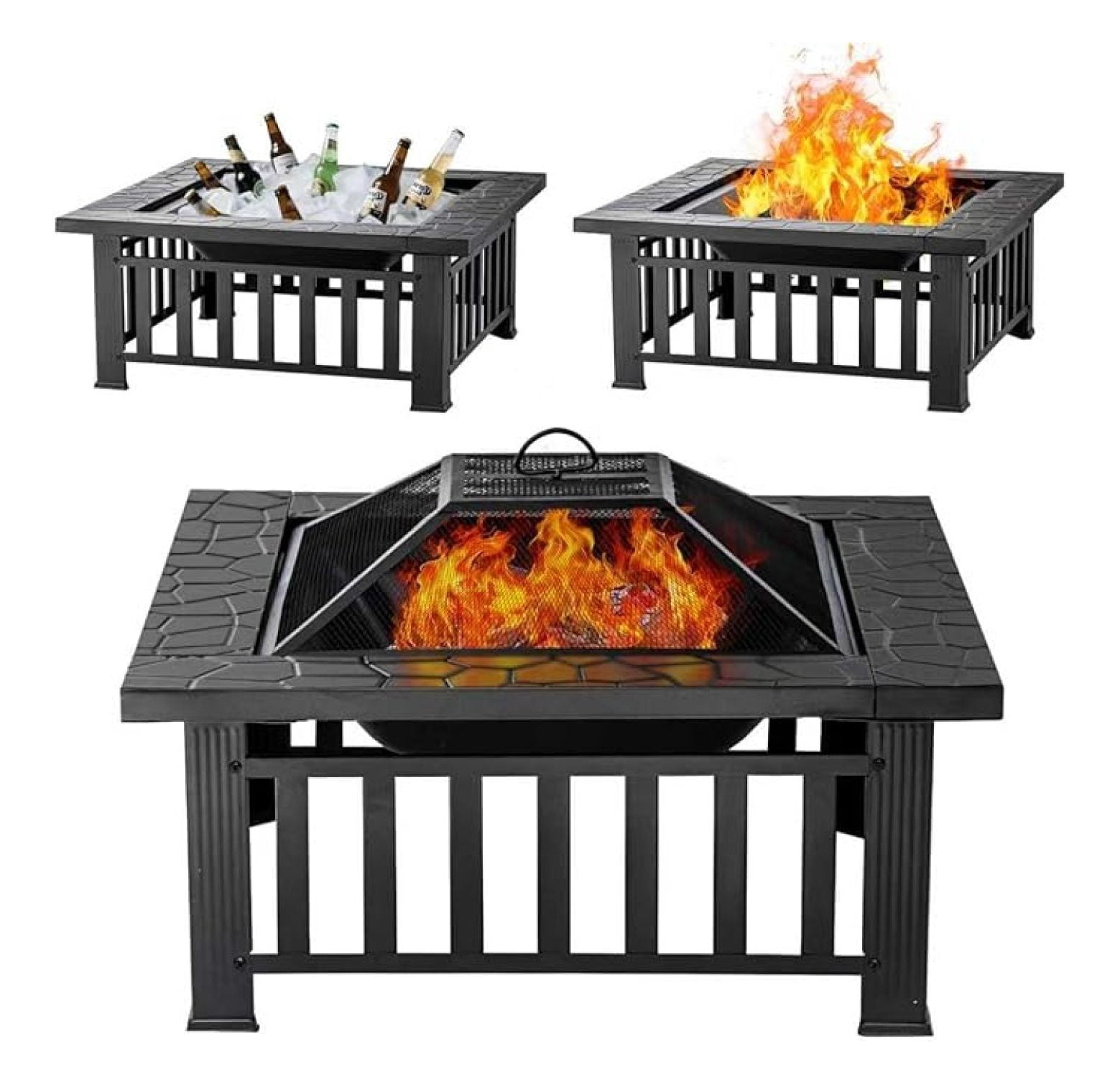 Table 32 Inch Square Metal Stove for Patio, Backyard, Garden ...
