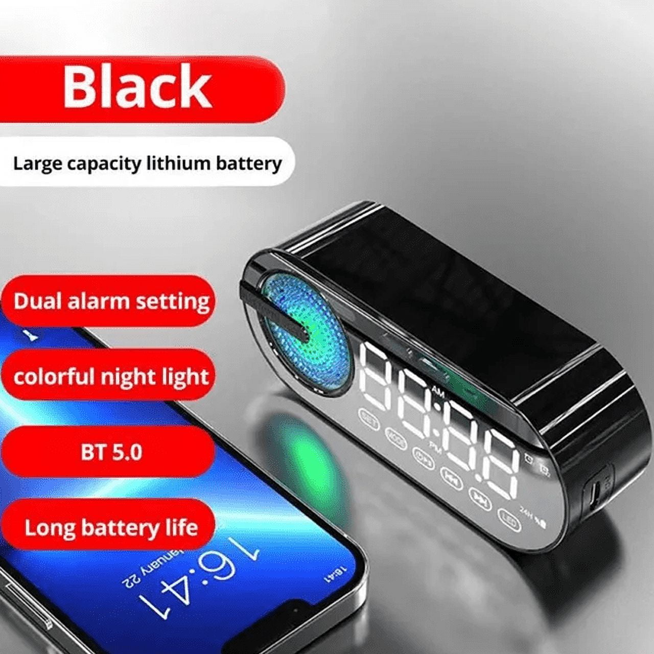 Table Alarm Clock Bluetooth Speaker FM Radio Sound Box Desktop Alarm ...