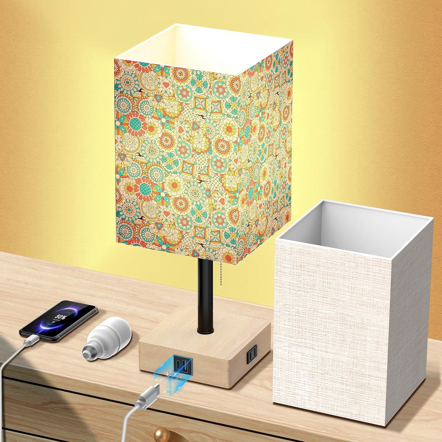 Table Bedside Lamps for Bedroom, Vintage Small Desk Lamp, Nightstand ...