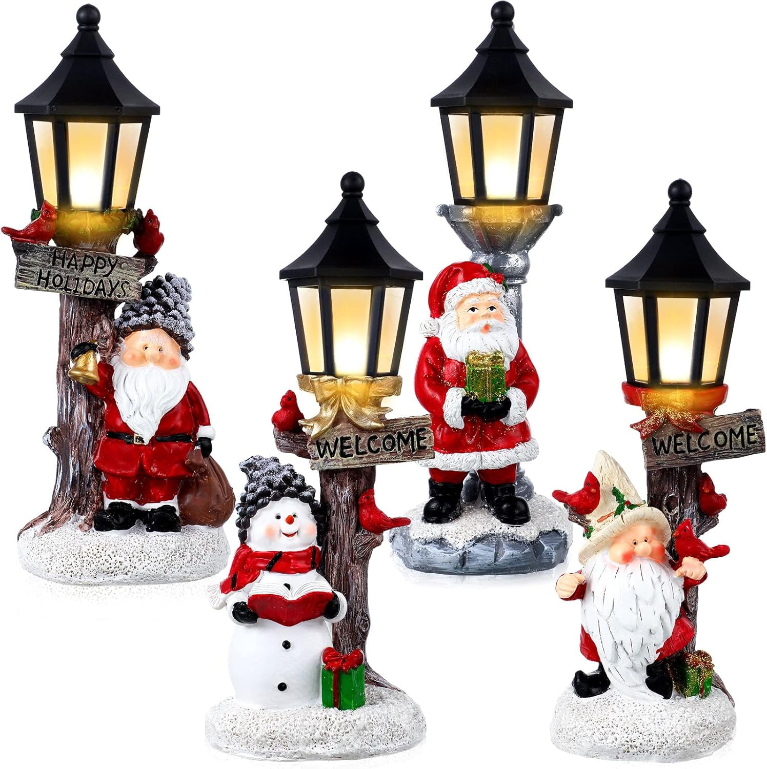 Table Centerpieces, 4 Pcs 10 Inch Santa Snowman Centerpieces with Light ...