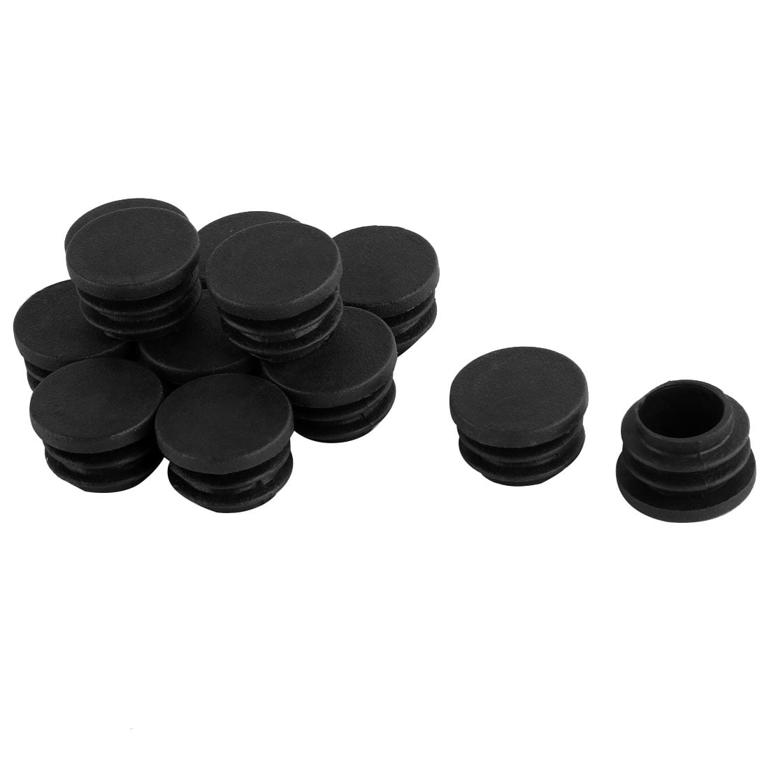 Table Chair Plastic Round Tube Pipe Insert Cover Stopper Black 22mm Dia ...