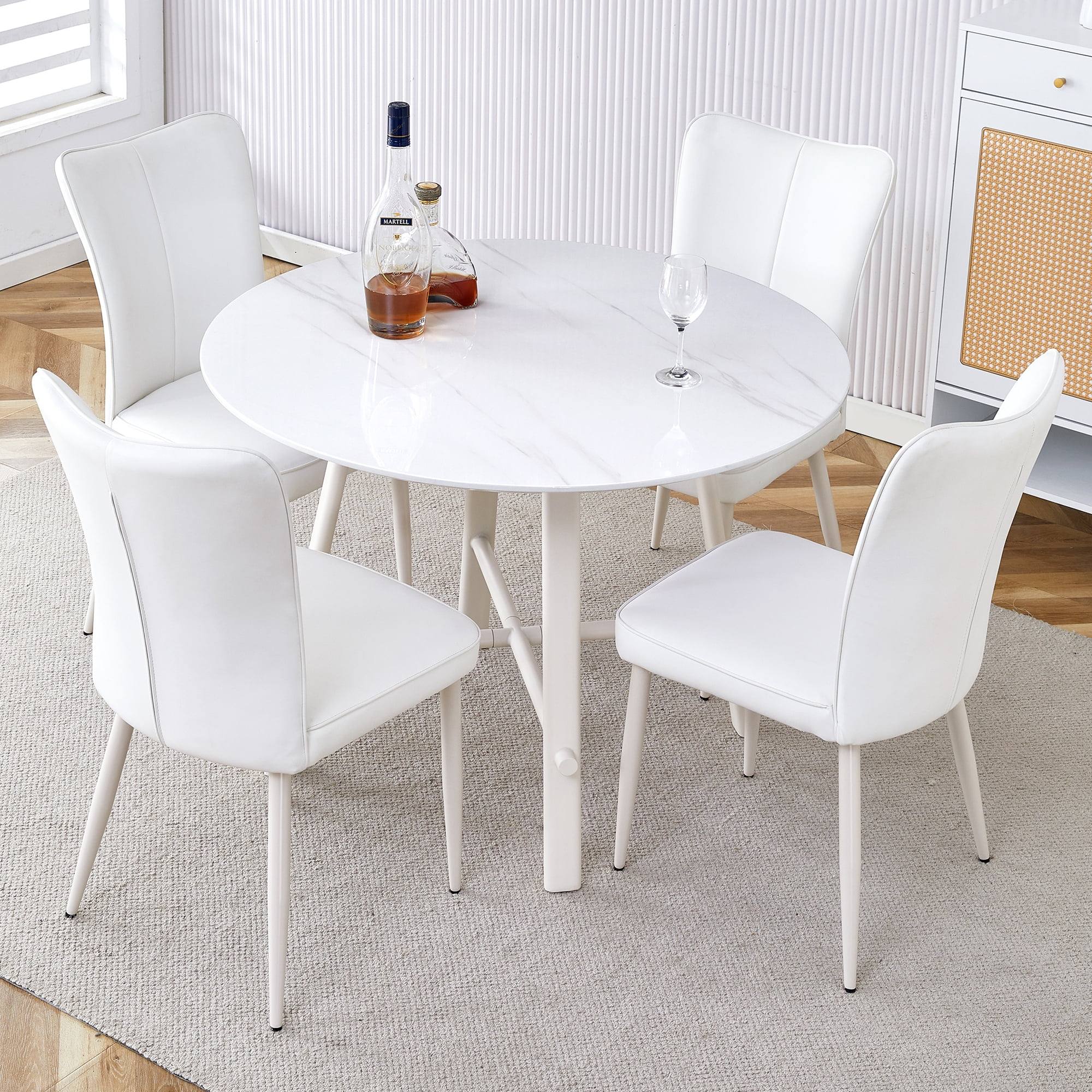 Table and Chair Set,Mdf Desktop,White Metal Table Legs,Stable and ...