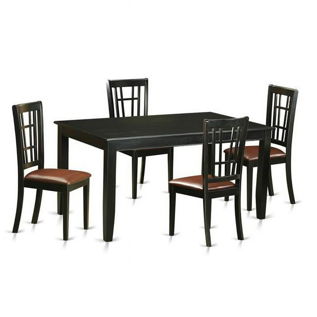 Table & Chair Set with 4 Table & 4 Chairs, Black - 5 Piece - Walmart.com