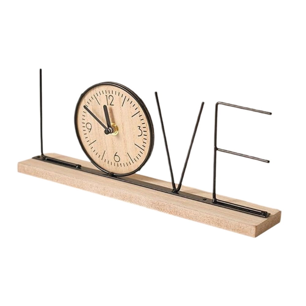Table Clock Living Room Decorative Table Clock Silent Clock with Wood ...