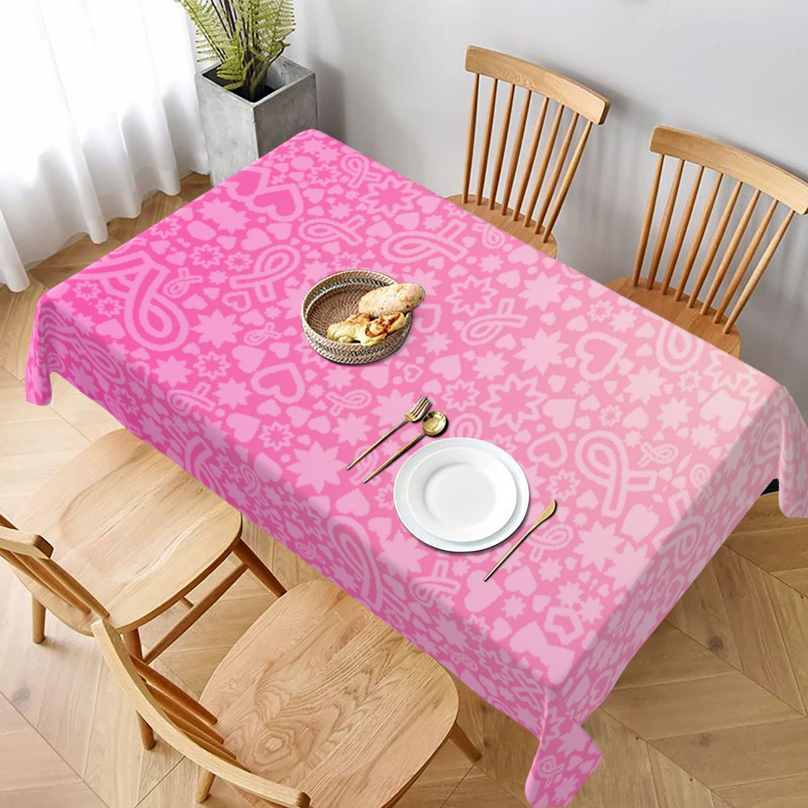 Table Cloth Rectangle Table, Breast Cancer Pink Ribbons Awareness ...