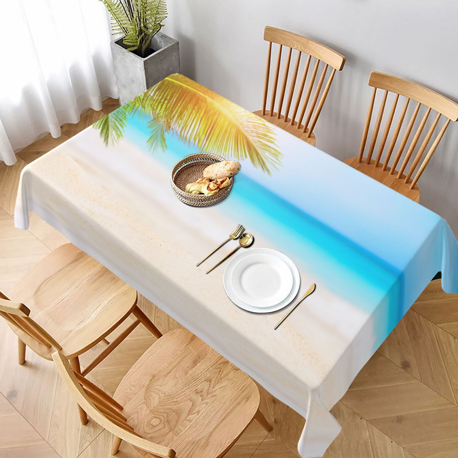 Table Cloth Rectangle Table, Coconut Palm Tree On Beach Tablecloth 60 x ...