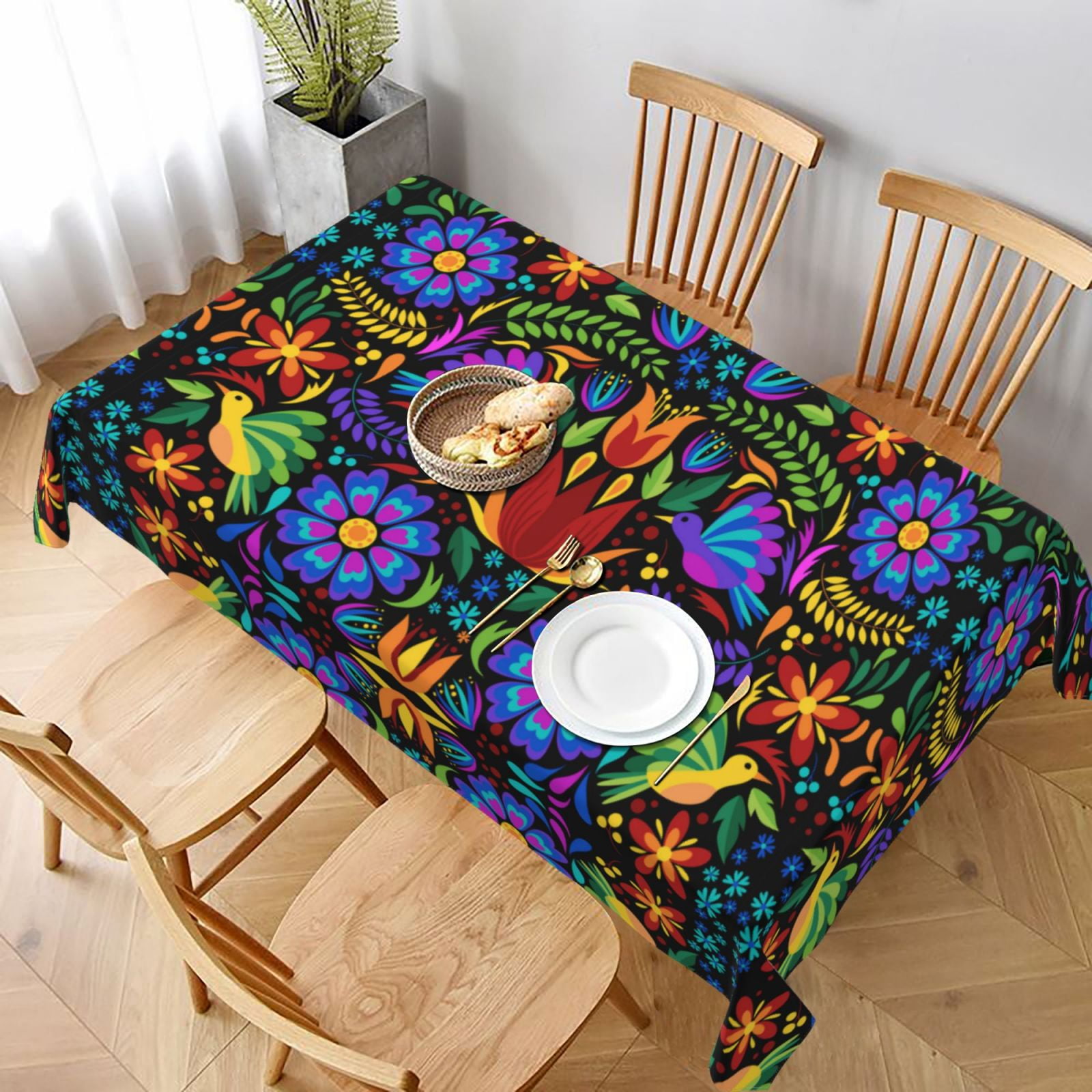 Table Cloth Rectangle Table, Colorful Floral Flower Tablecloth 60 x 90 ...