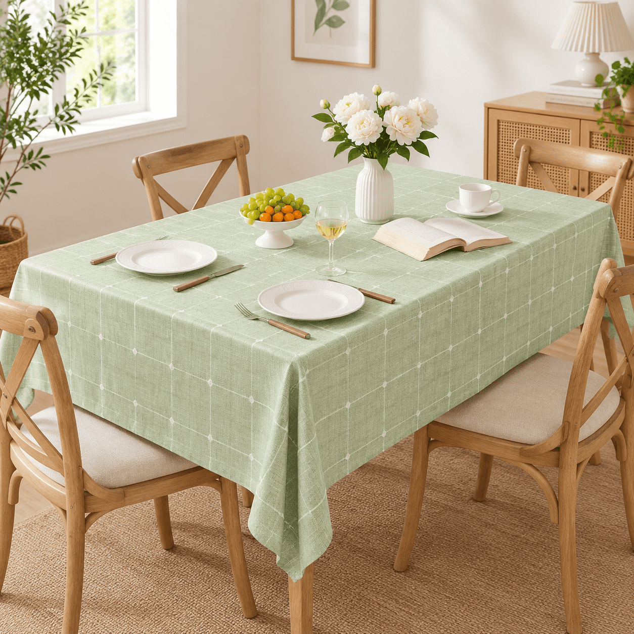 Table Cloths Rectangle 60x84 Inch Green Plaid Tablecloth - Walmart.com