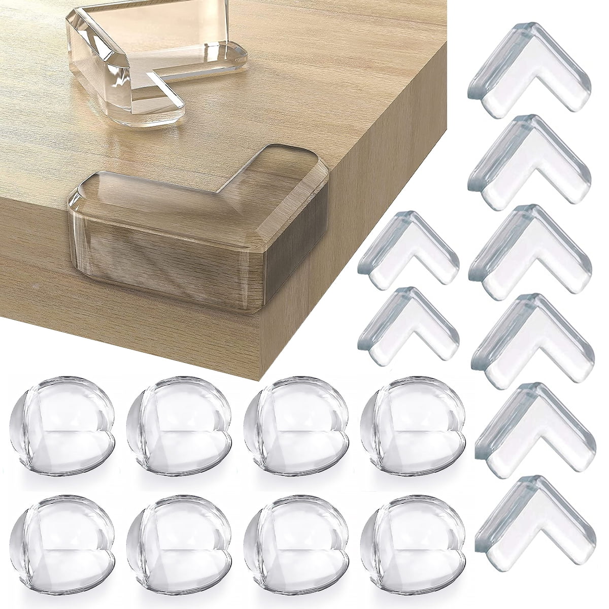Table Corner Protectors (15 L-Shaped+15 Ball Shaped), Clear Corner ...