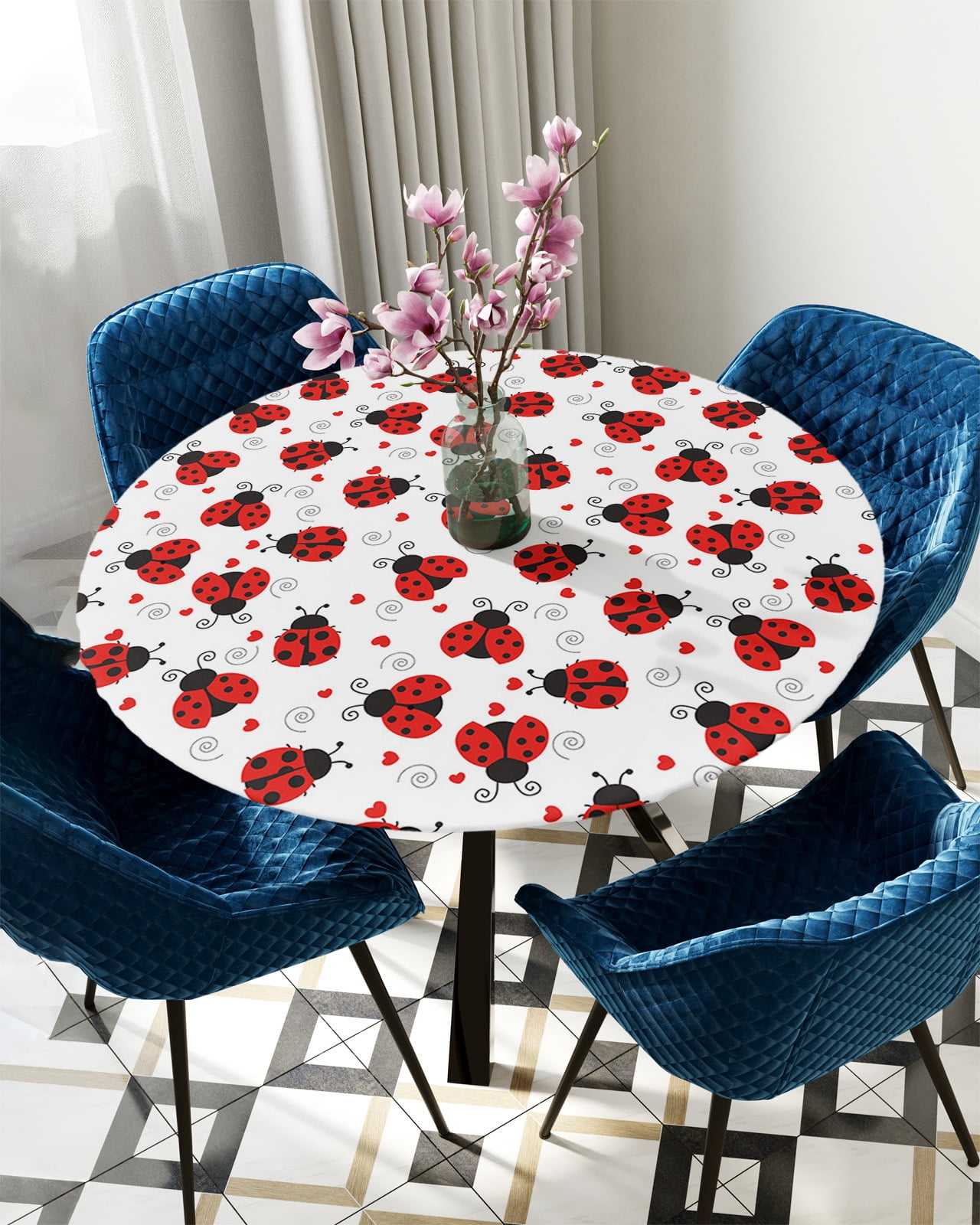 Table Cover Dotted Texture Round Rectangular Waterproof Elastic ...